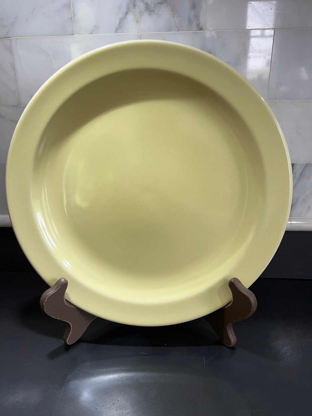 Vintage Buffalo China Set of Six Light Buttery Yellow Large Round ...
