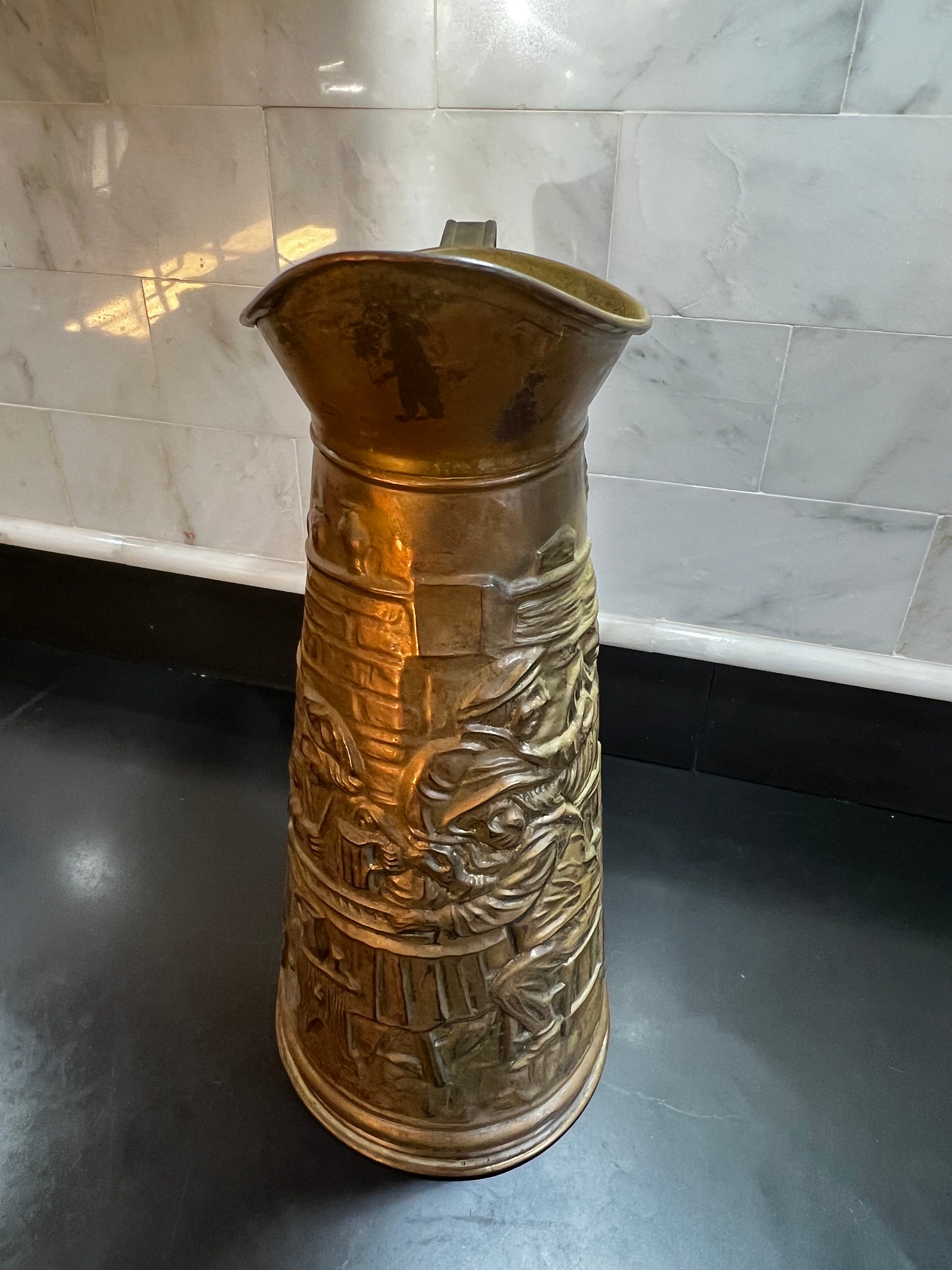 Peerage Brass Pitcher Made in England Vintage 11.5 Embossed - Etsy