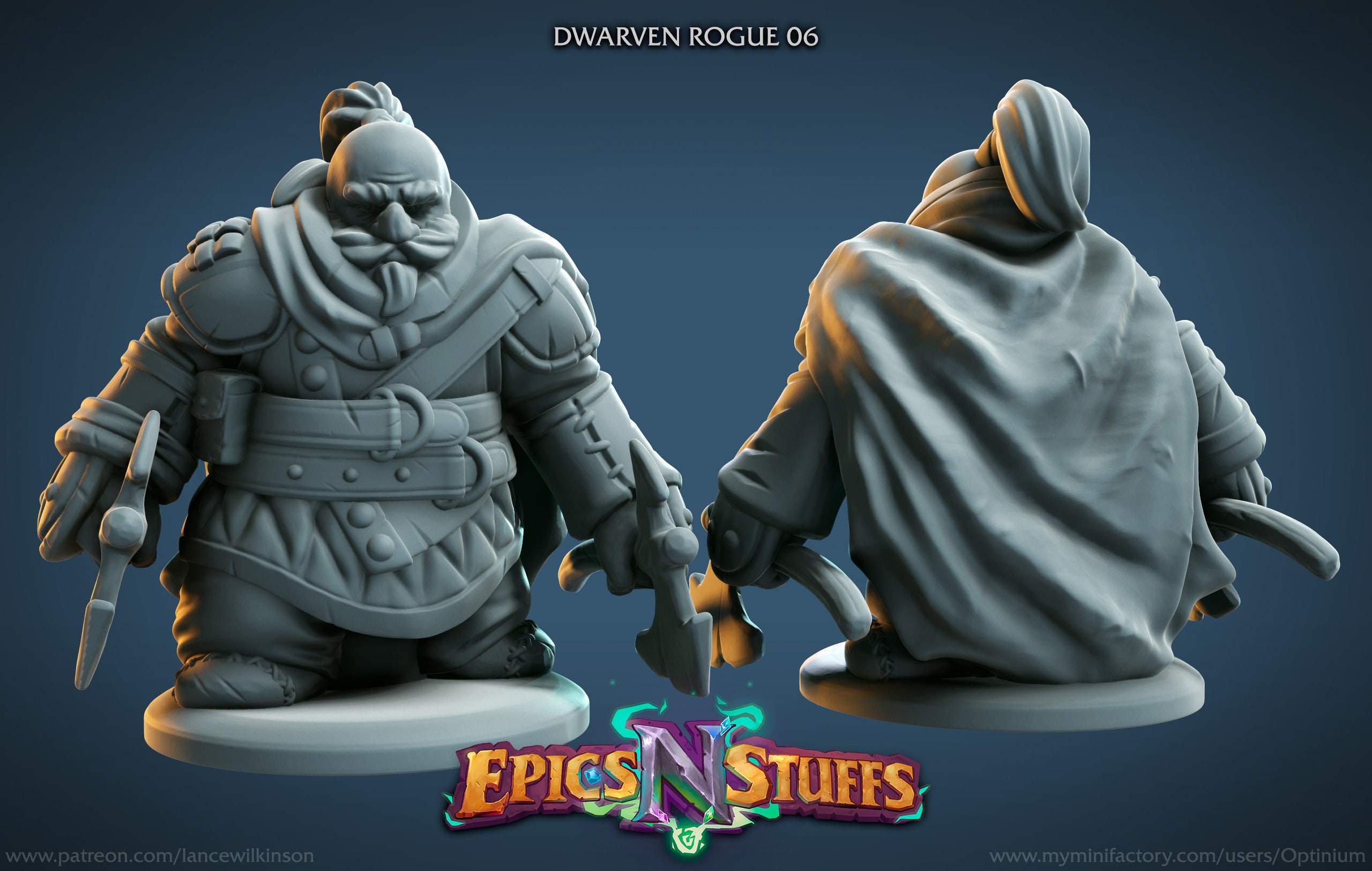 Miniature Toys Dwarf Rogue 01 Epics'N'Stuffs 3D Printed Resin Miniature ...