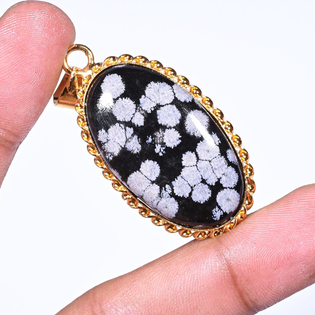 Handmade Sterling Silver Snowflake Jasper Pendant – Oval Gemstone ...