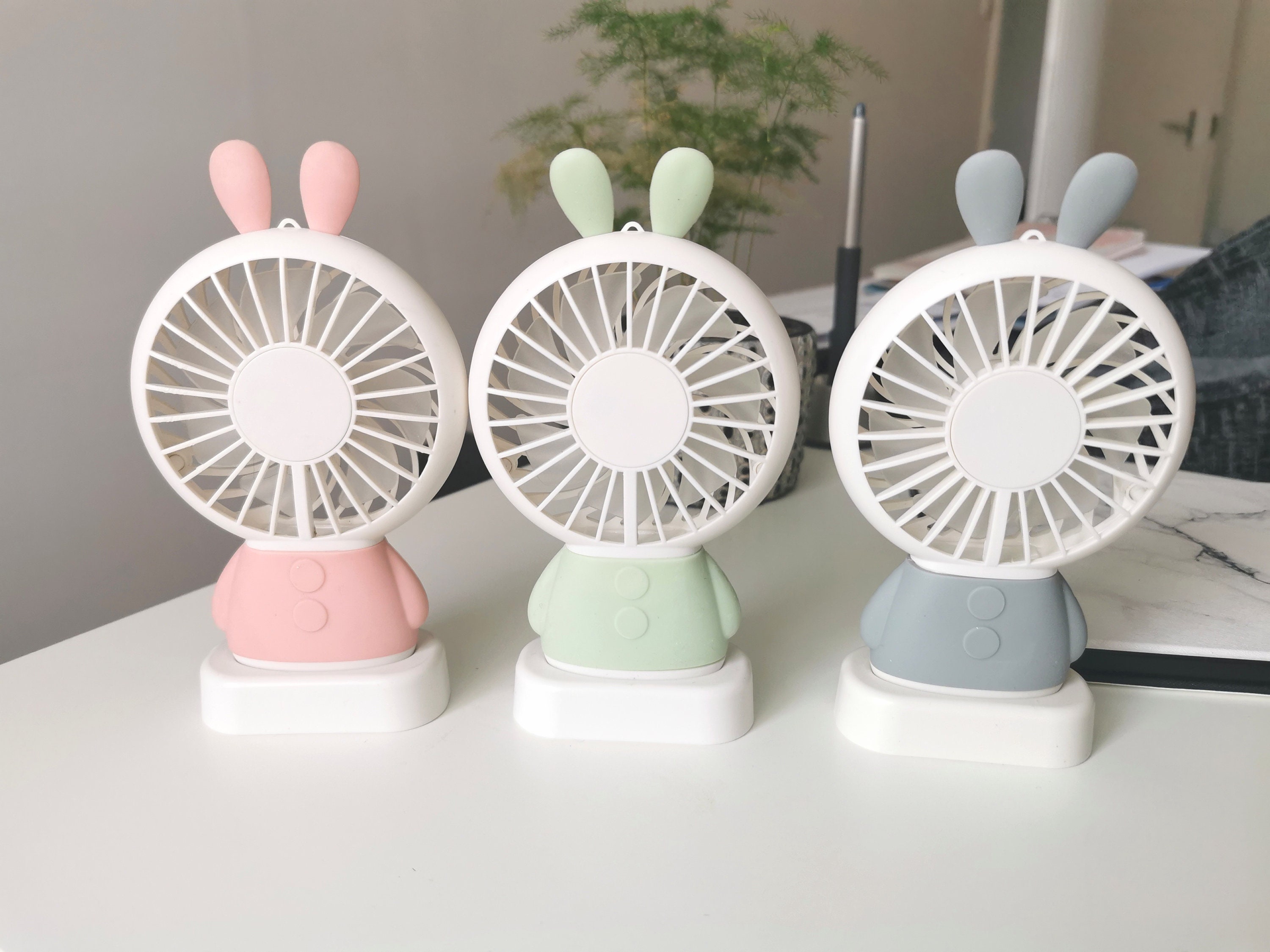 Cute Ling Long Rabbit Mini Fan Mini Portable Hand-held Fan With LED ...