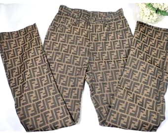 Vintage Fendi Jeans Full Print Zucca Monogram Pants Waist 27 Vintage Fendi Jeans Full Print Zucca Monogram Pants Waist 27