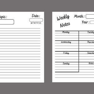 Printable Notes Pages | Print at Home Planner Pages Note Taking Pack ...