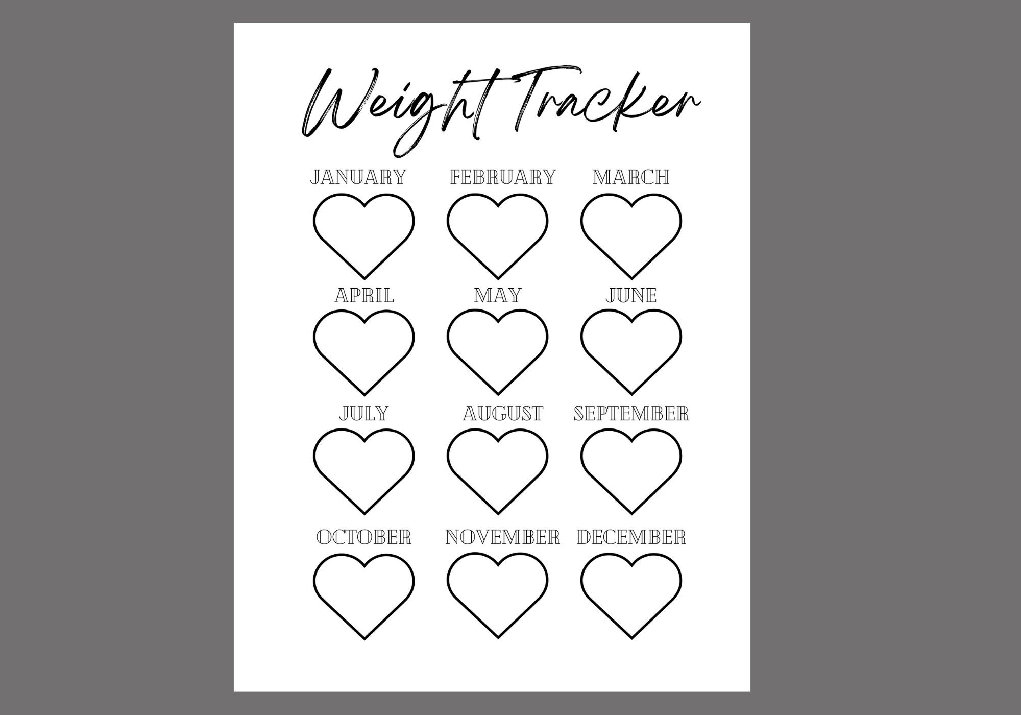 Monthly Weight Loss Tracker Journal Printable Weight Loss Chart