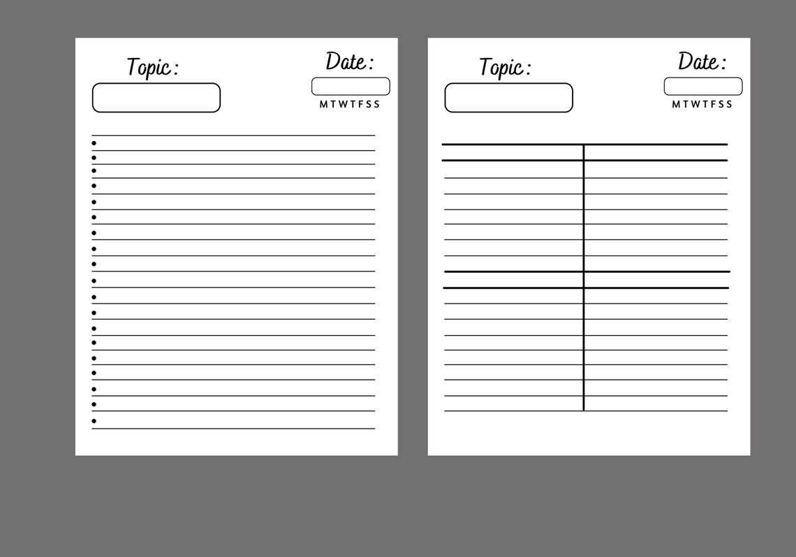 Printable Notes Pages | Print at Home Planner Pages Note Taking Pack ...