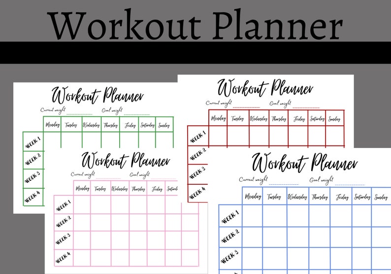 Workout Planner Printable, Daily Exercise Planner, Weekly Workout ...