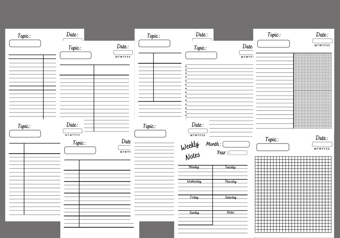 Printable Notes Pages | Print at Home Planner Pages Note Taking Pack ...