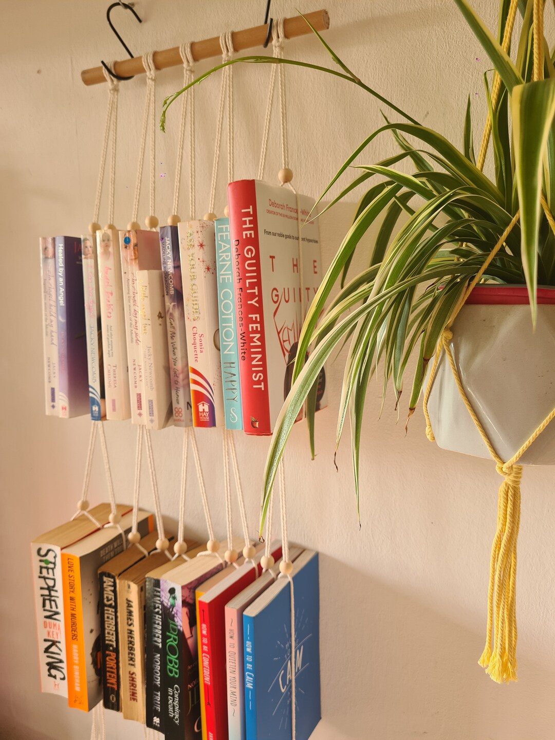 Handmade Macrame Hanging Bookshelf/double Bookshelf - Etsy UK