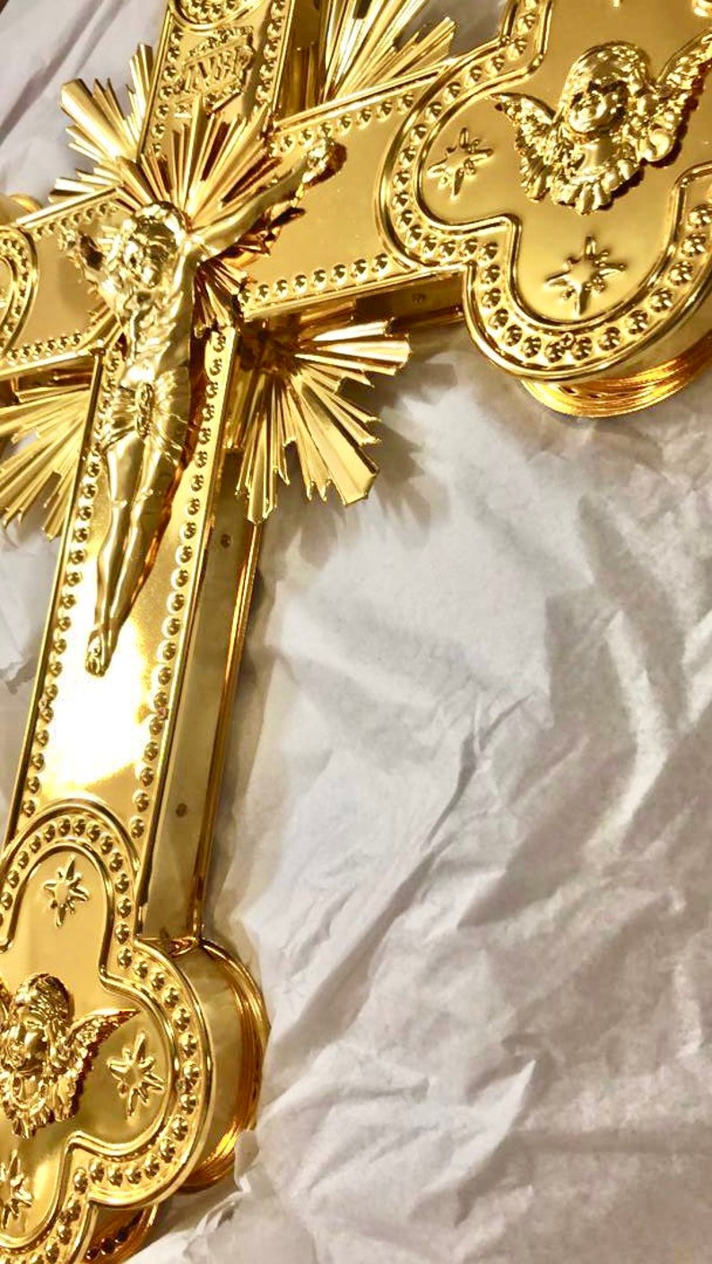 Orthodox Processional Cross Ethiopian Coptic Gold Qidasie Timket ...