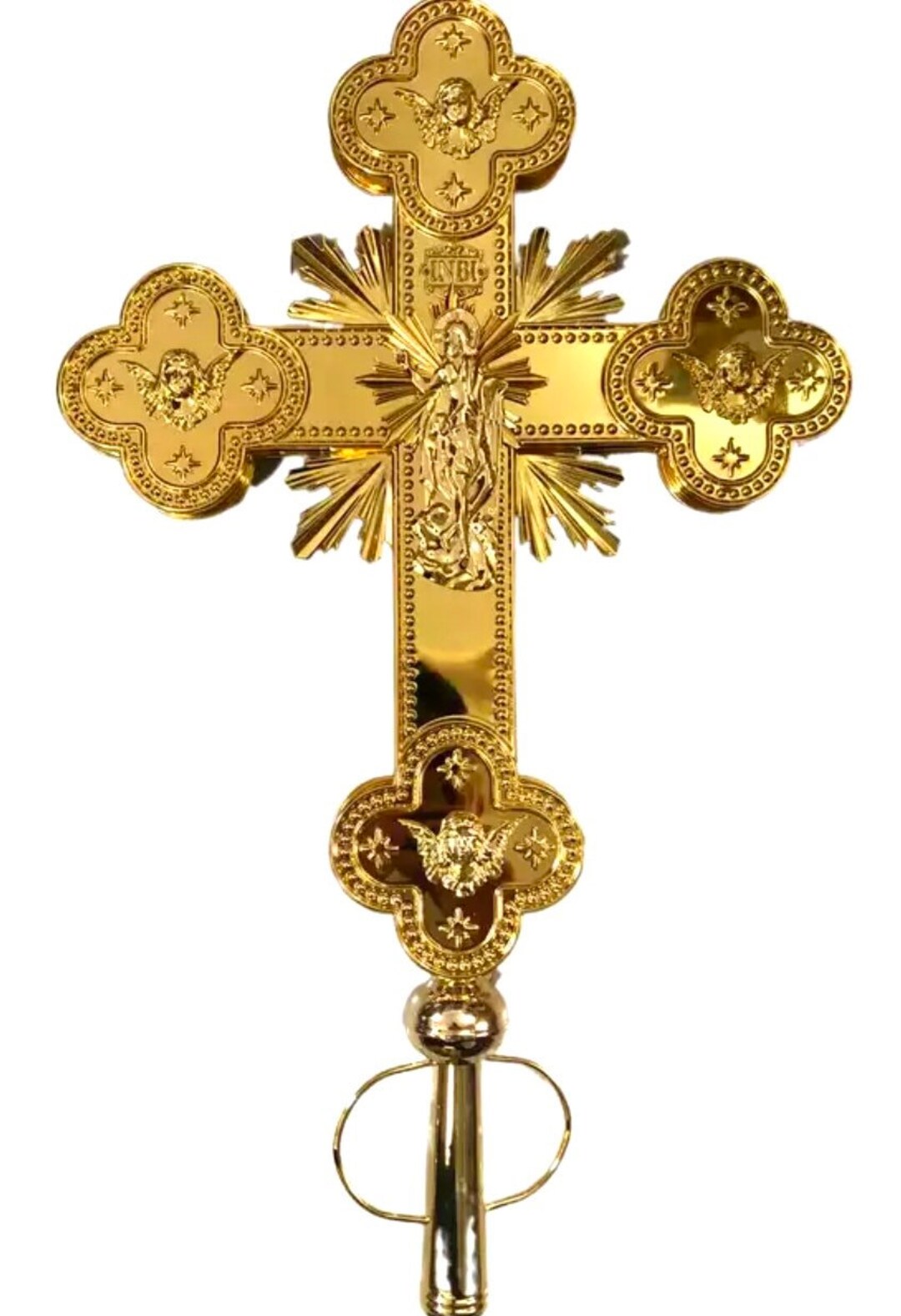 Orthodox Processional Cross Ethiopian Coptic Gold Qidasie Timket ...