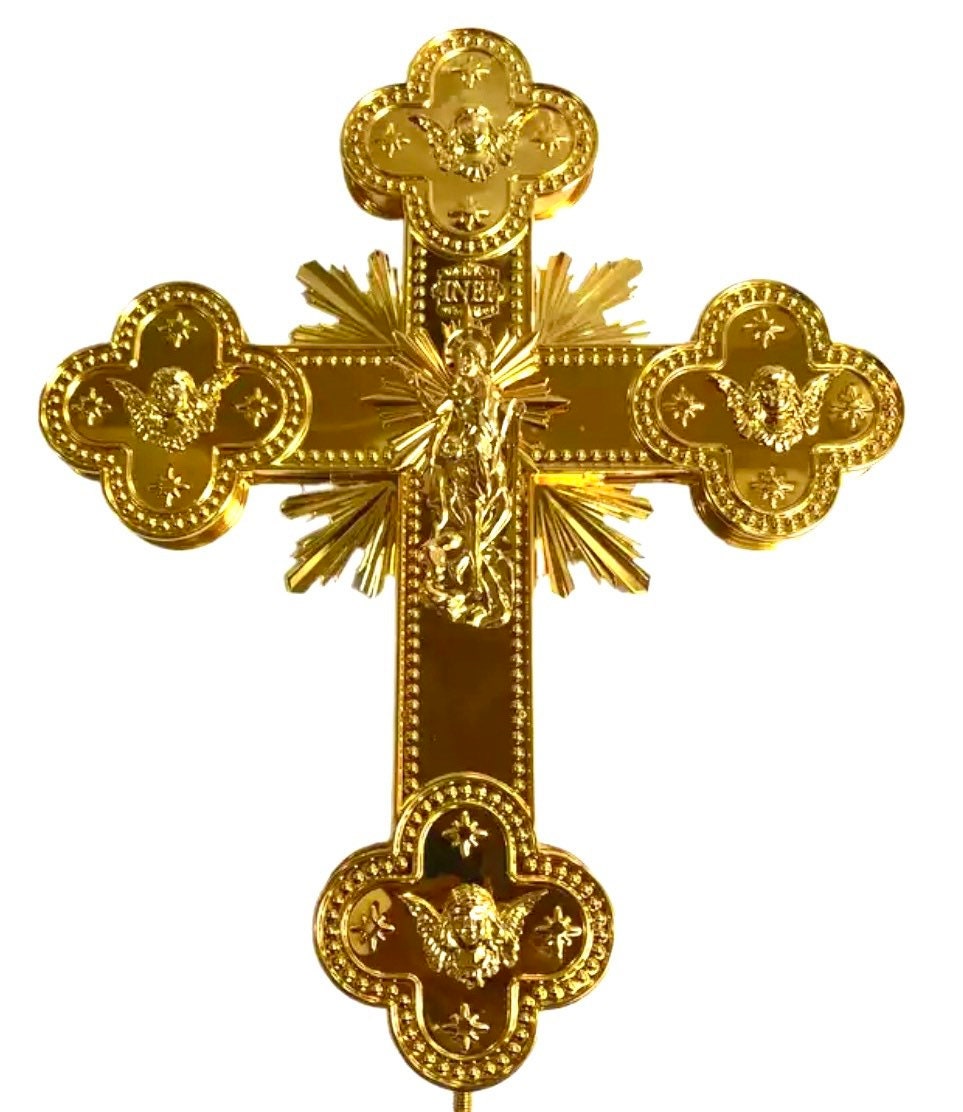 Orthodox Processional Cross Ethiopian Coptic Gold Qidasie Timket ...