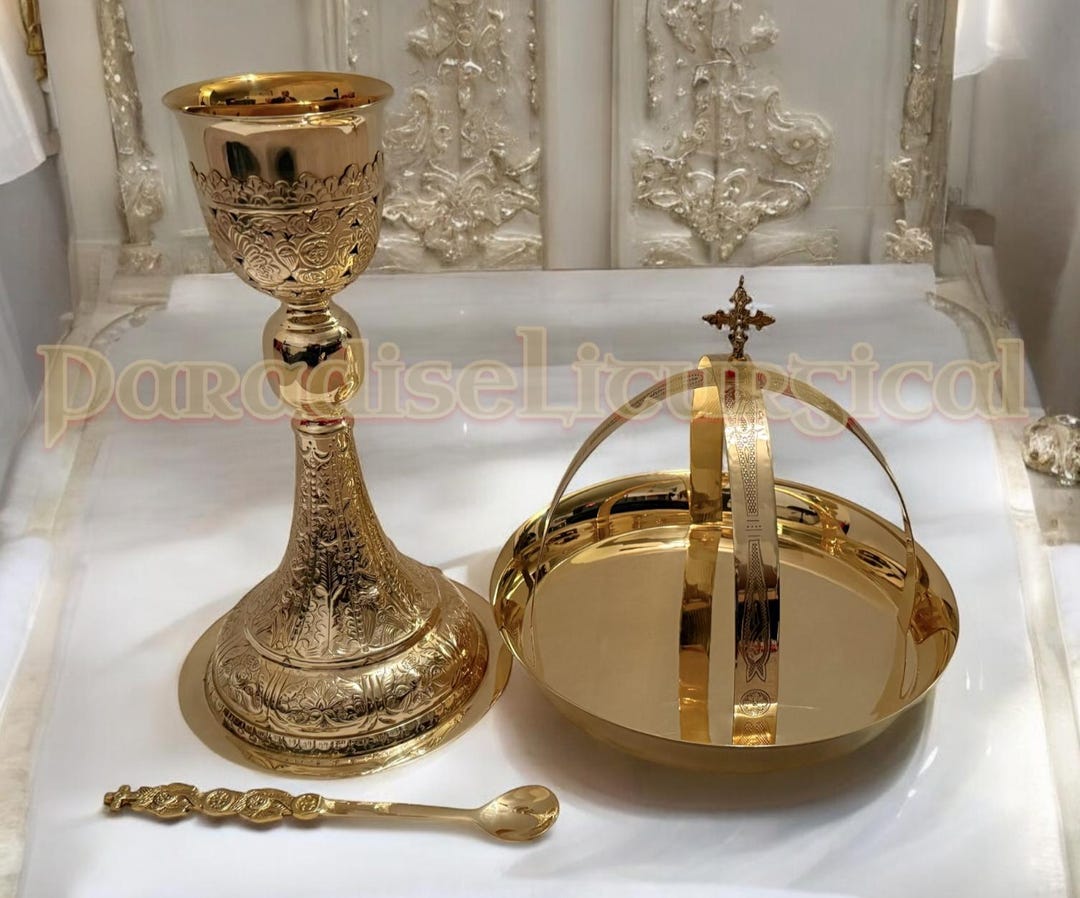 Ethiopian Orthodox Chalice Set Gold Paten Qurban Coptic Eritrean Church ...
