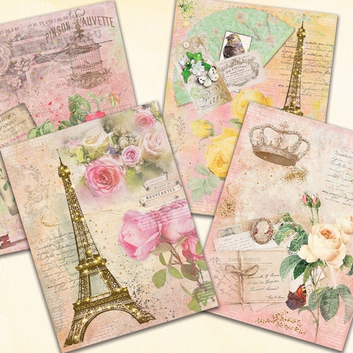 Vintage Paris Shabby Chic Instant Download Printable Papers - Etsy