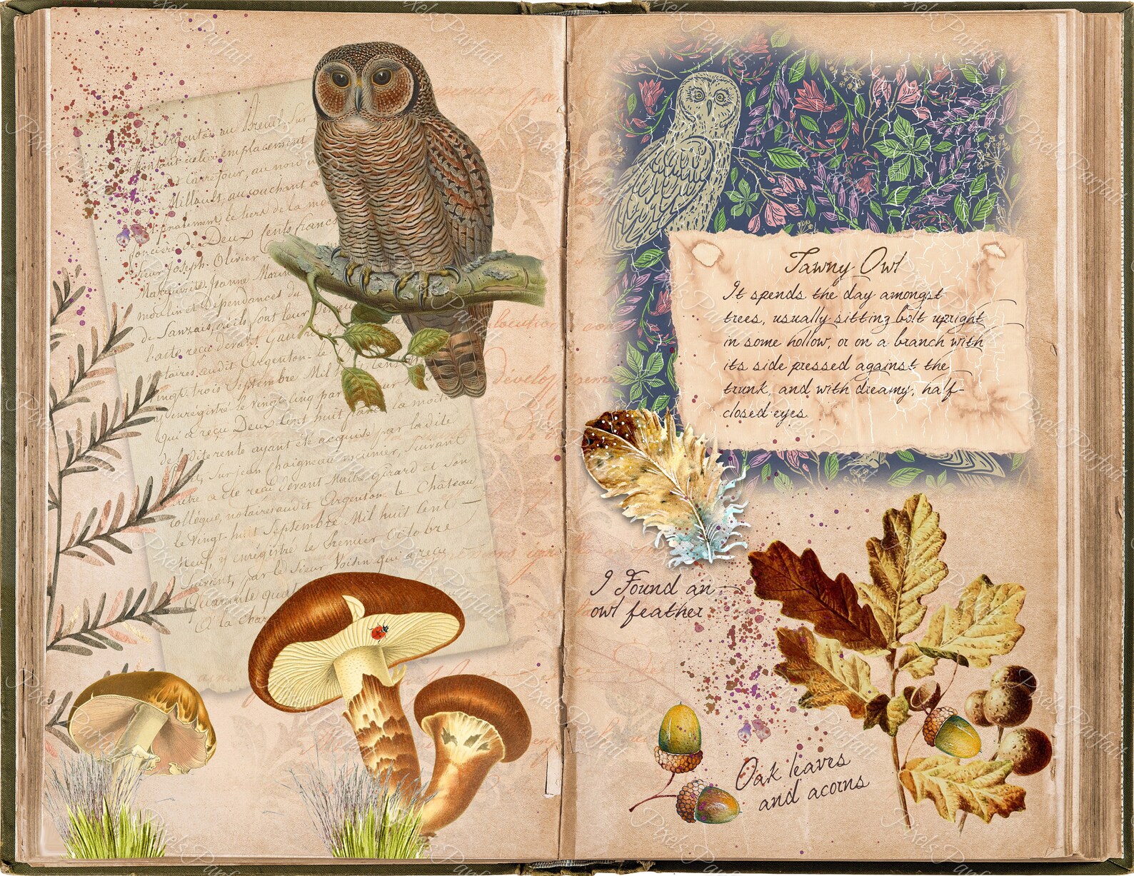 Vintage Forest Owls Fall Junk Journal Kit Nature Journal Printable ...