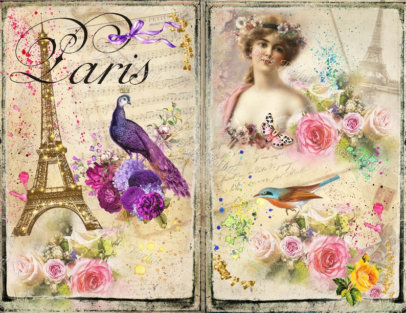 Vintage Paris Shabby Chic Instant Download Printable Papers for Junk ...