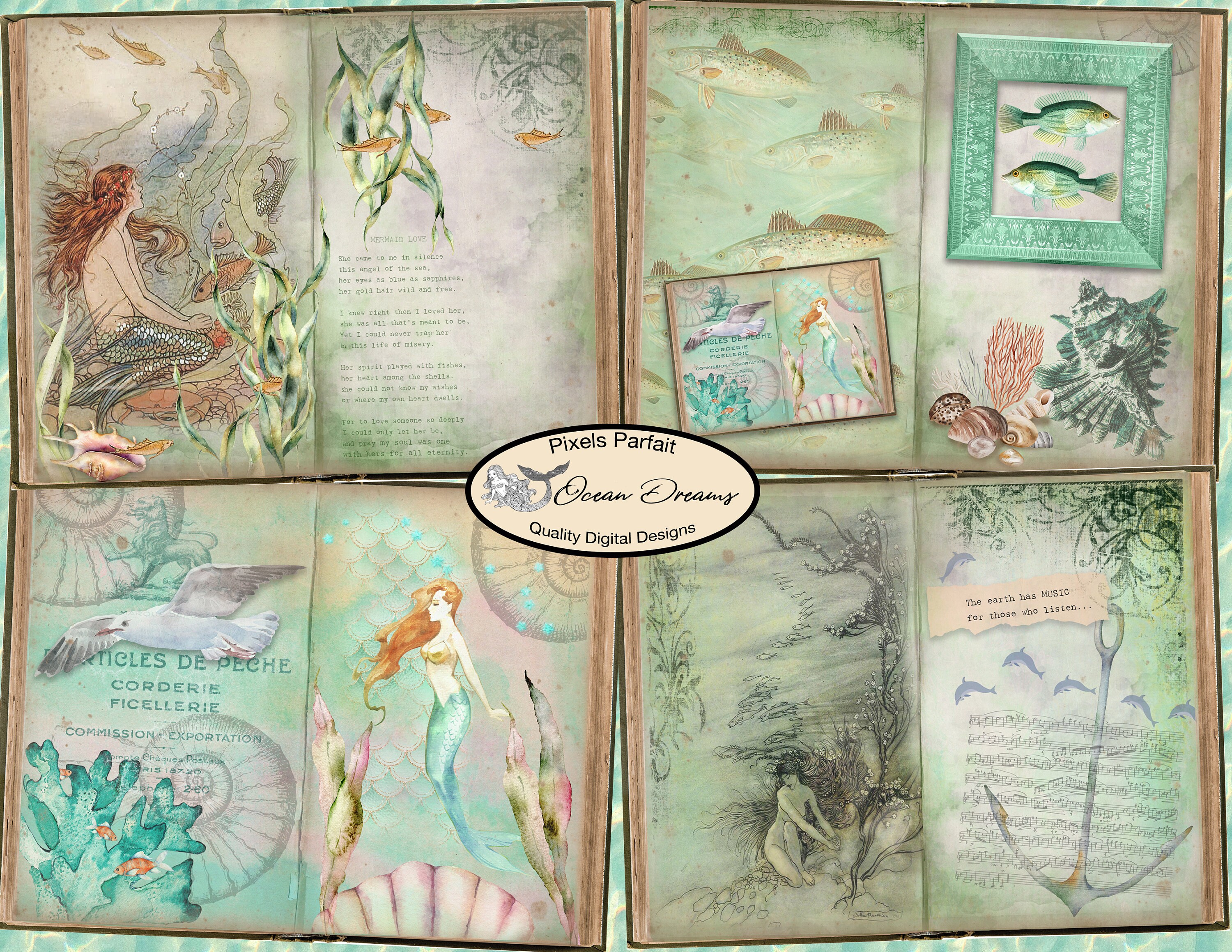 Vintage Ocean Junk Journal Pages, Sea Theme Instant Download Printable ...