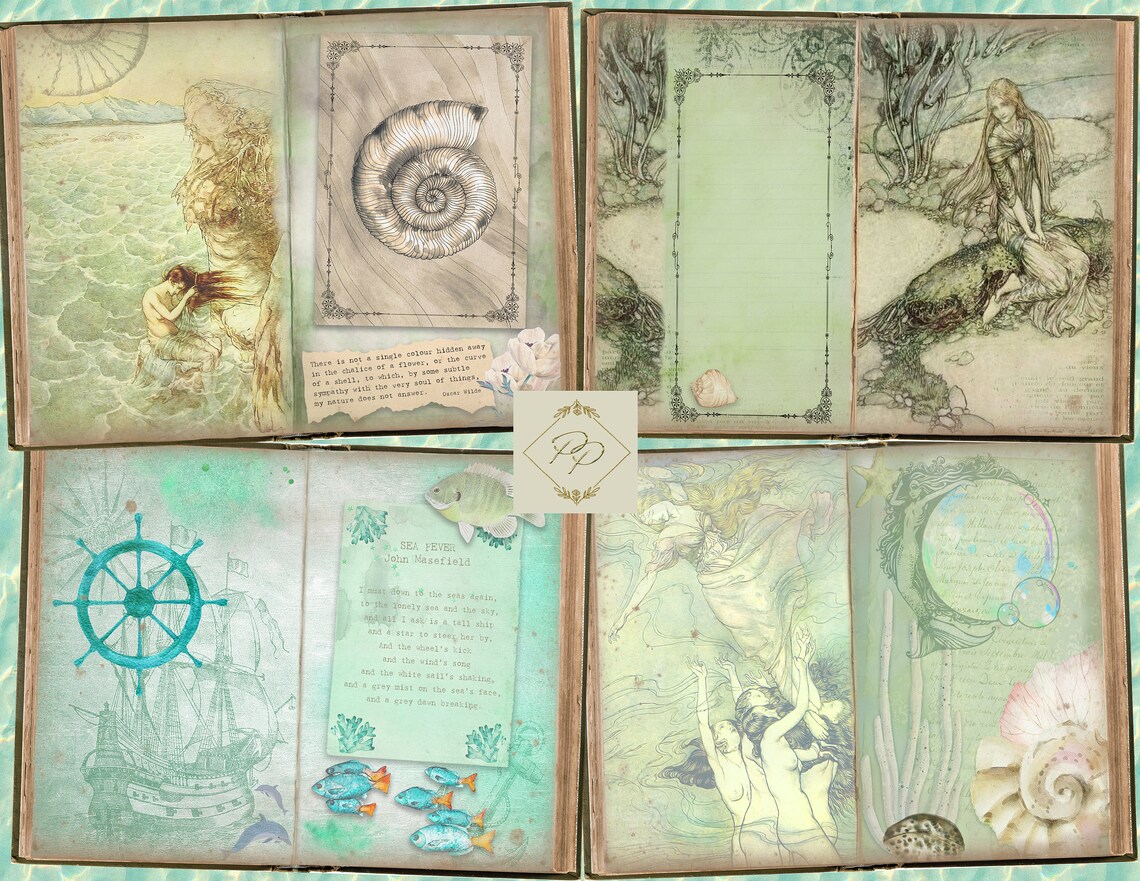Vintage Ocean Junk Journal Pages, Sea Theme Instant Download Printable ...