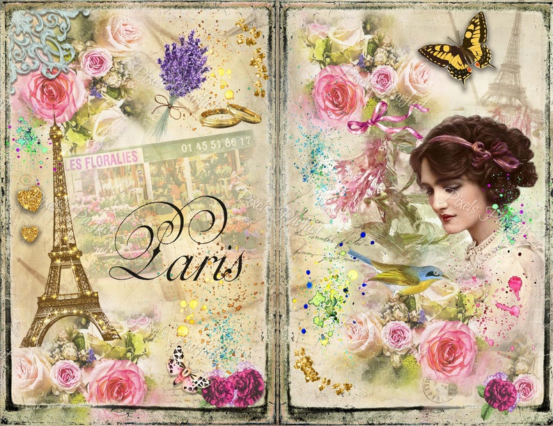 Vintage Paris Shabby Chic Instant Download Printable Papers for Junk ...