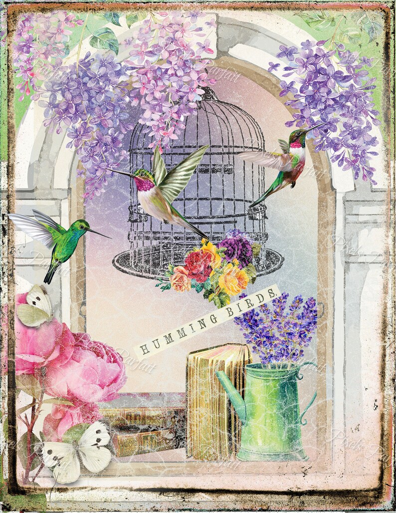 Vintage Hummingbird Instant Printable Papers for Junk Journal | Etsy