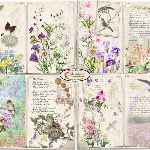 Vintage Junk Journal Kit Ephemera Collage Digital - Etsy