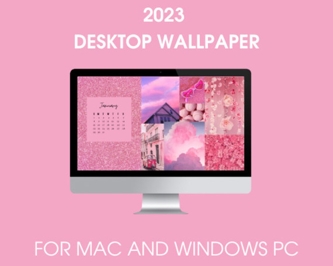 2023 12 Month Desktop Wallpaper Pink Aesthetic (Instant Download) - Etsy