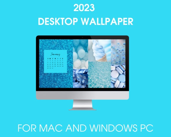 2023 12 Month Desktop Wallpaper Blue Aesthetic Mac & PC - Etsy