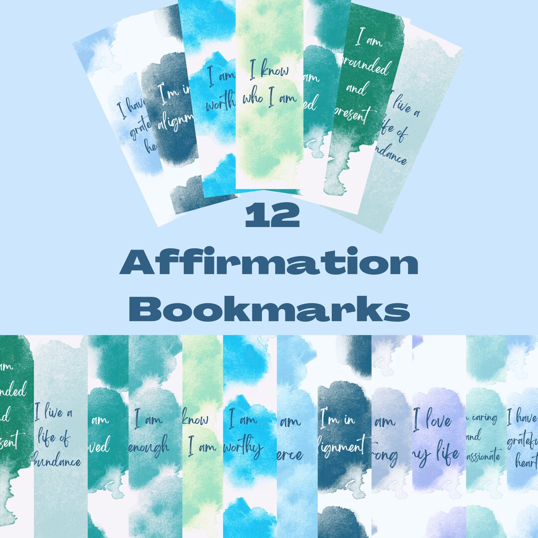 12 Printable Affirmation Bookmarks Bookmark Set - Etsy