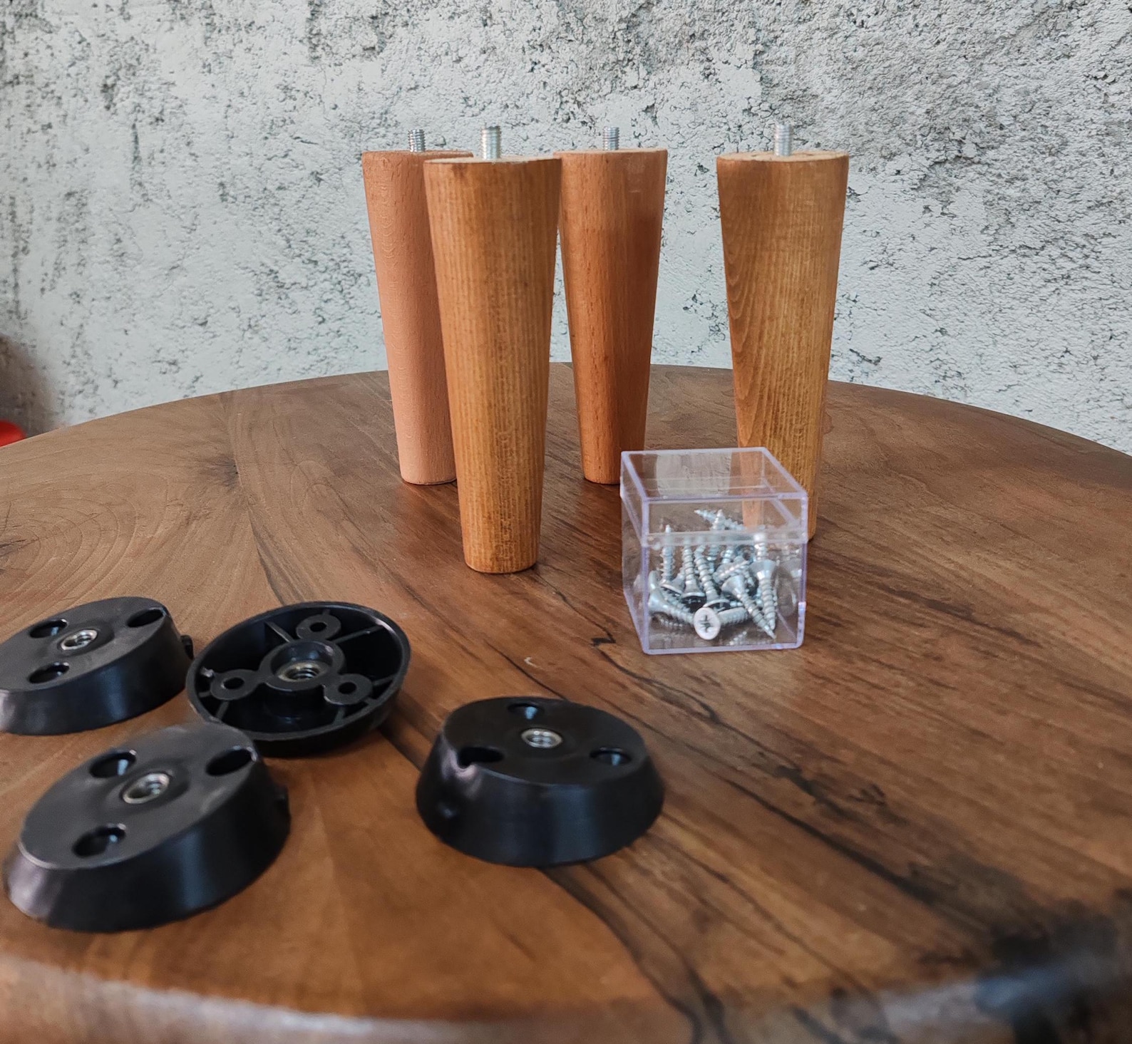 Solid Wood Tapered Furniture Legs – Modern Sofa Feet With Hardware ...