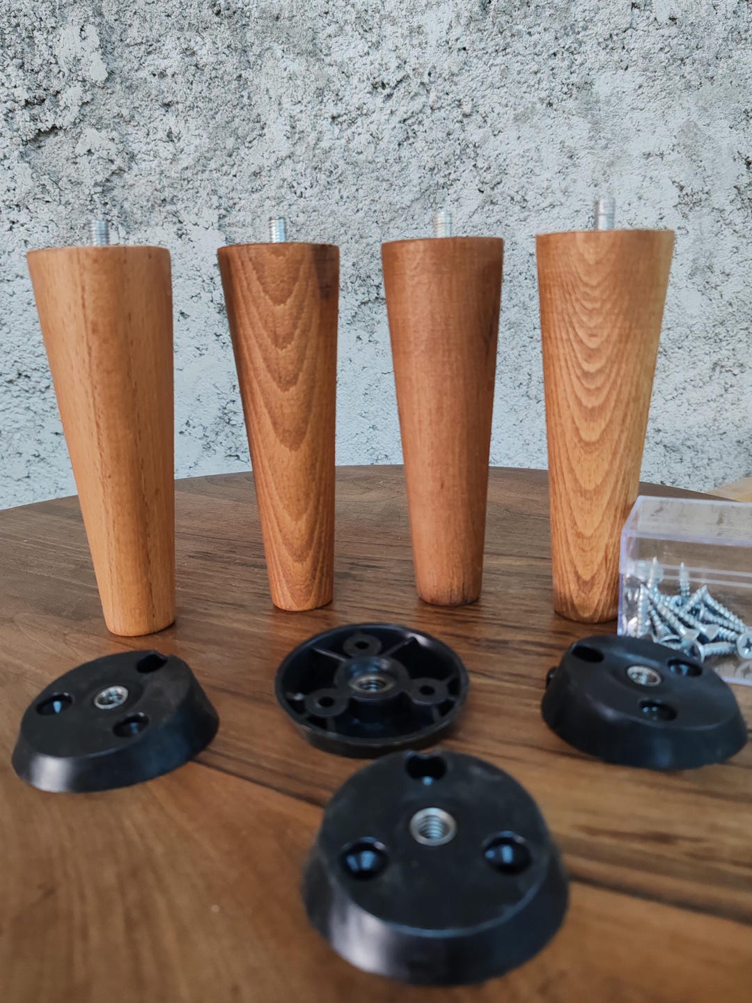 Solid Wood Tapered Furniture Legs – Modern Sofa Feet With Hardware ...