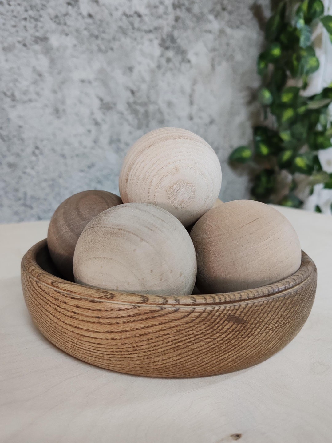 Wooden Balls Set of 5 , 3-inch Therapy and Home Décor Balls, Made From ...