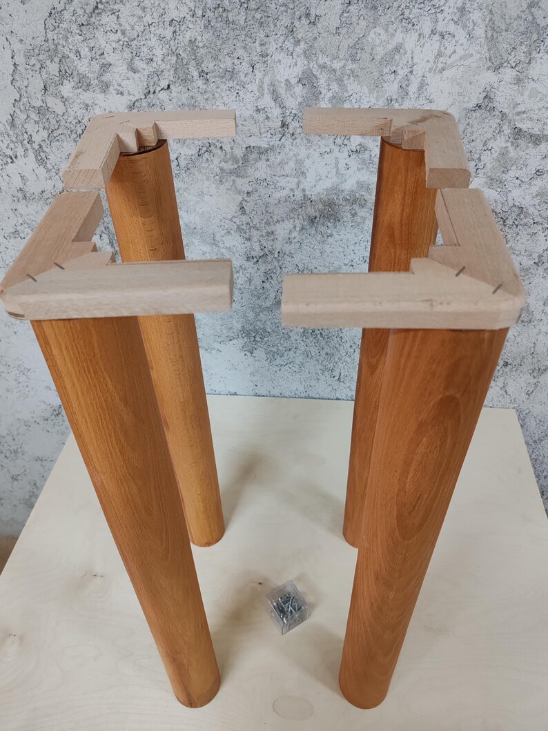 Cylinder Wooden Table Leg 4 Pc Custom Sizes Available with Mounting Kit ...