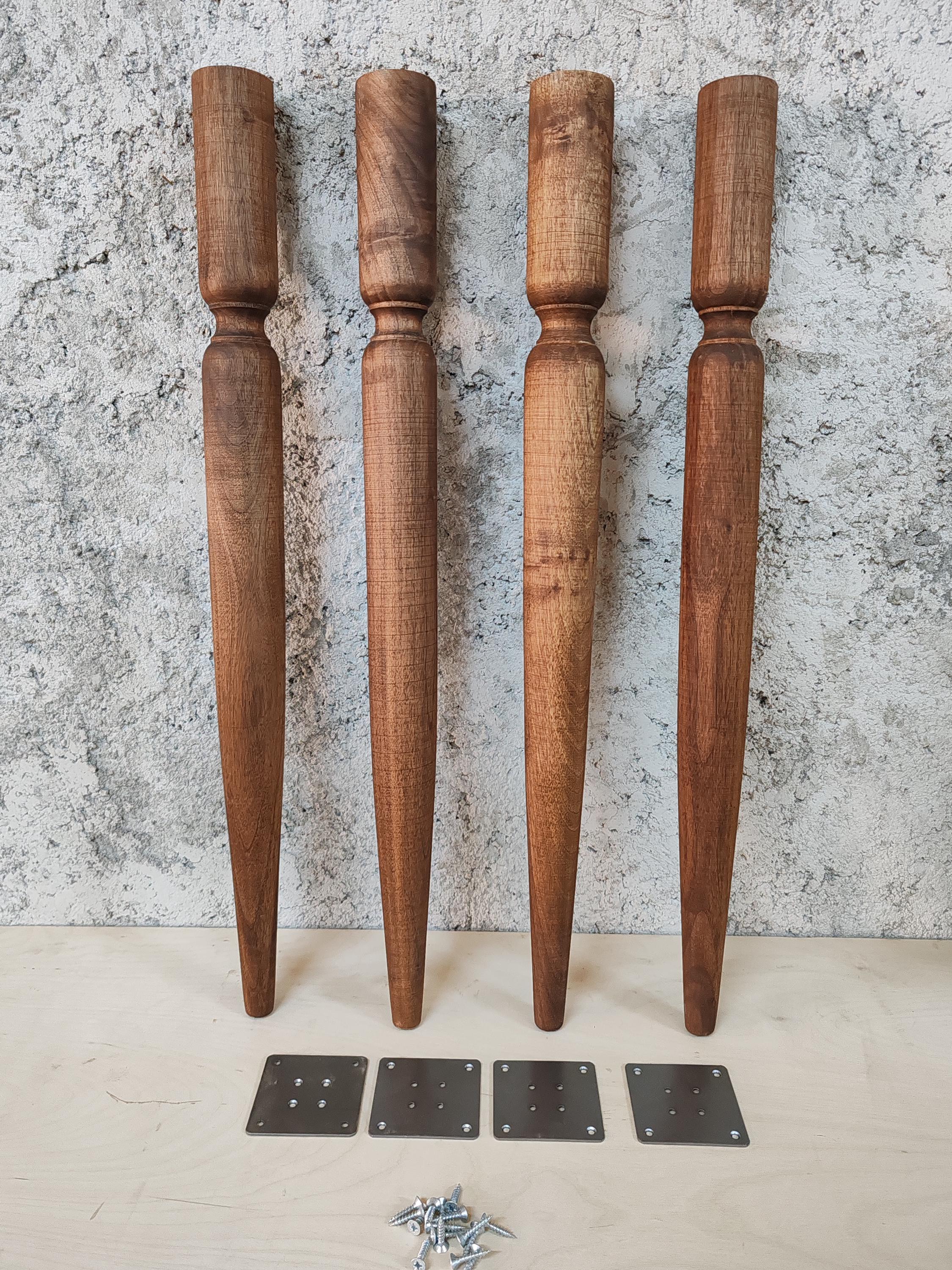 Walnut MCM Table Legs, Single-carved Design,(16“to 30“ Avaible) 28-inch ...