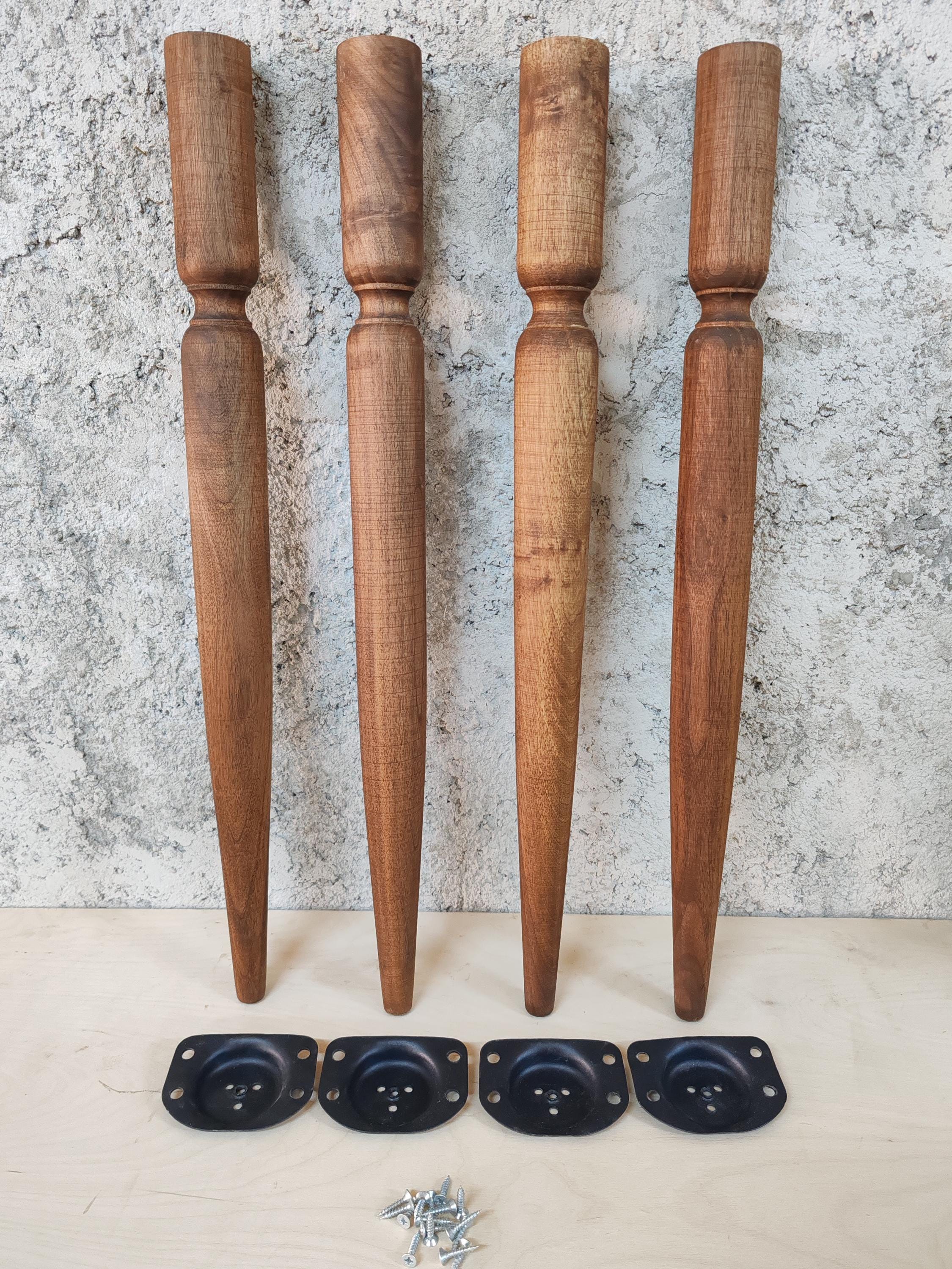 Walnut MCM Table Legs, Single-carved Design,(16“to 30“ Avaible) 28-inch ...