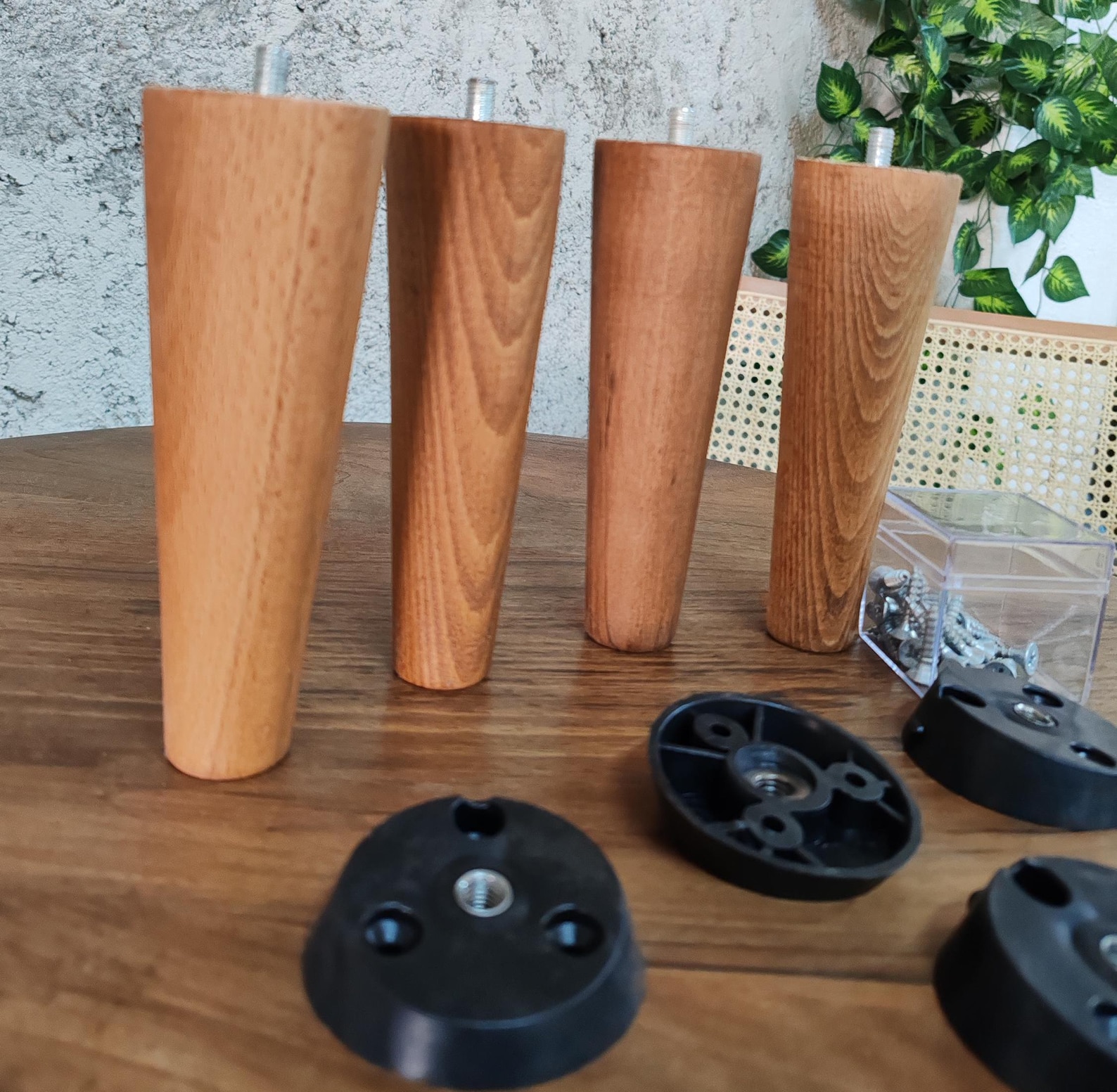 Solid Wood Tapered Furniture Legs – Modern Sofa Feet With Hardware ...
