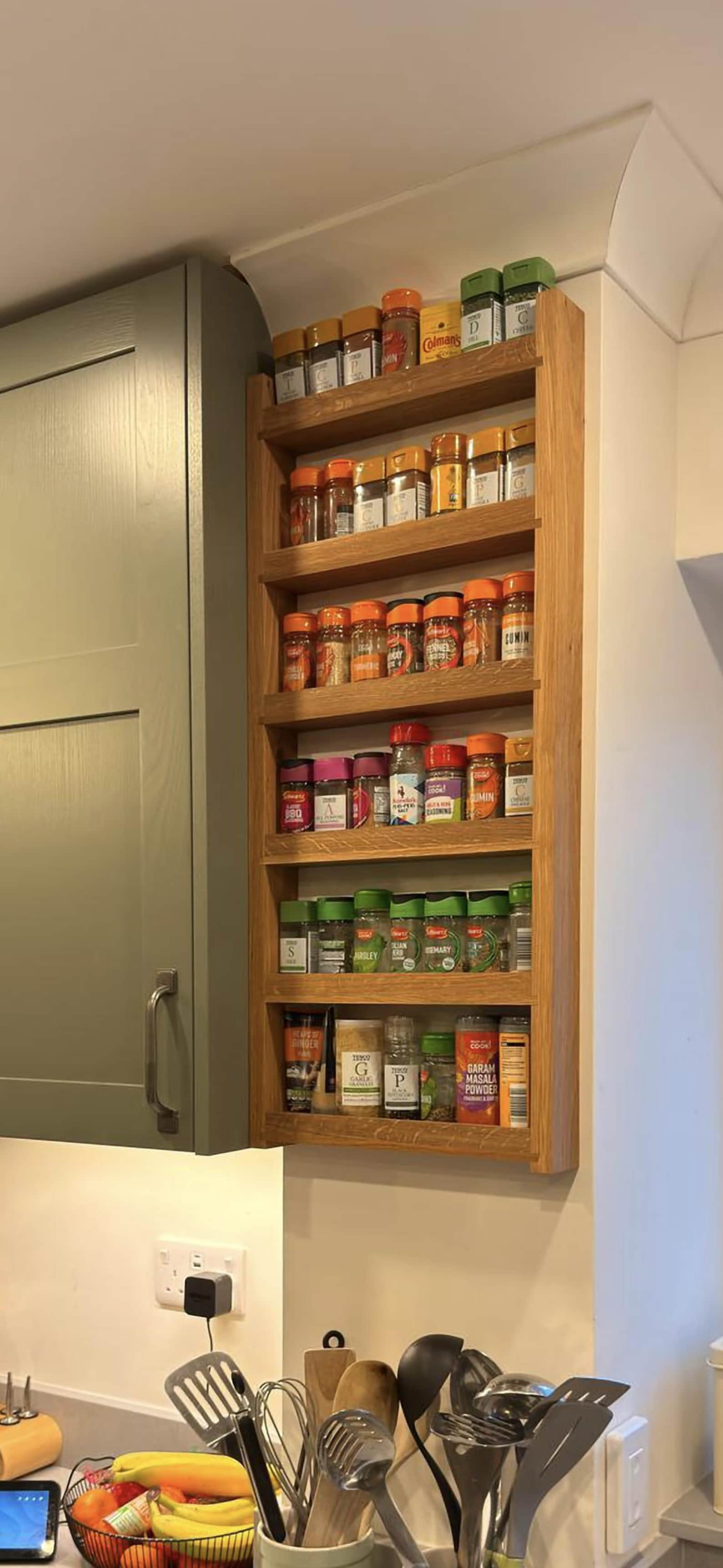 Wall Mounted Solid Oak Spice Shelf - Etsy