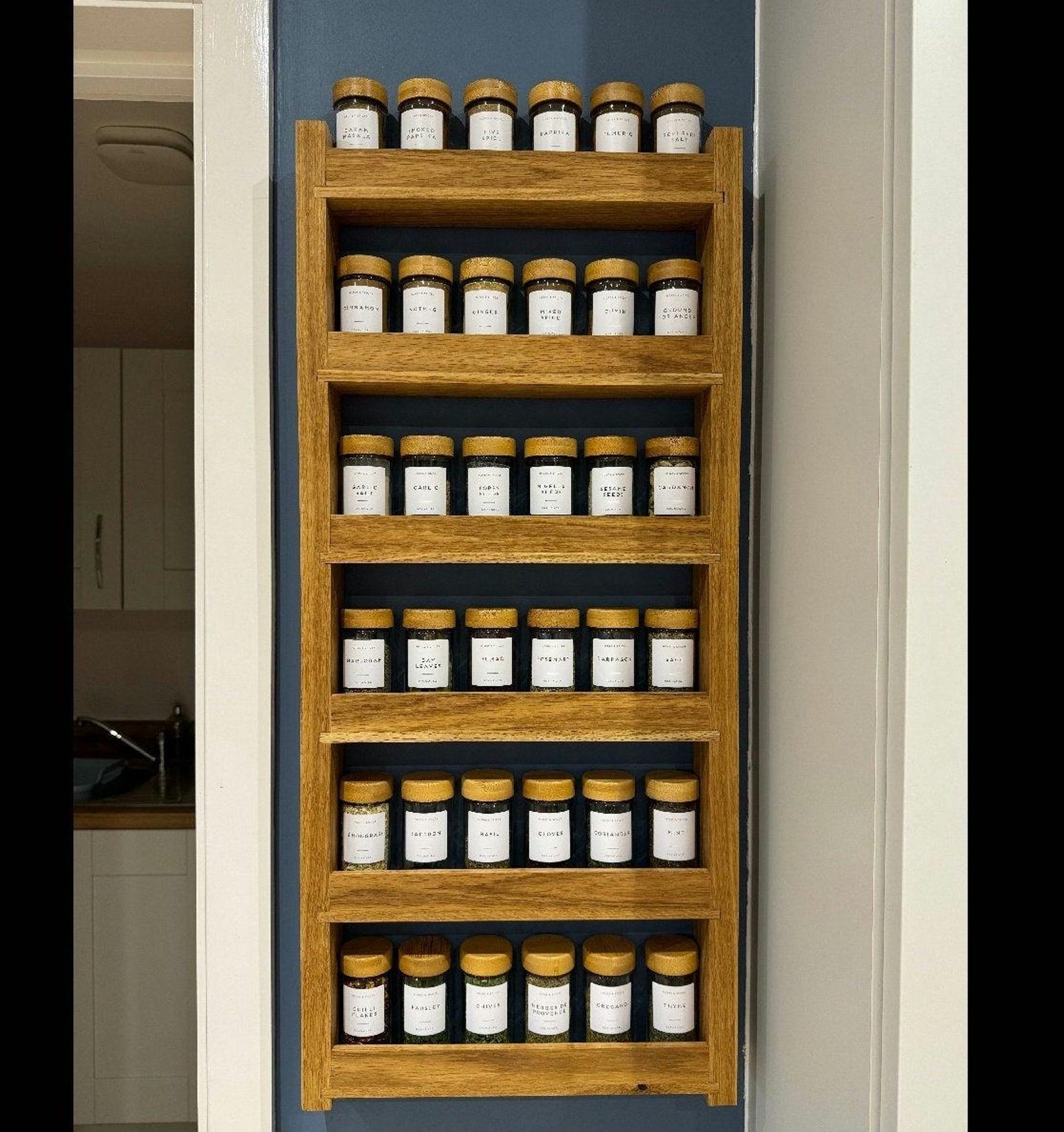 Wall Mounted Solid Oak Spice Shelf - Etsy