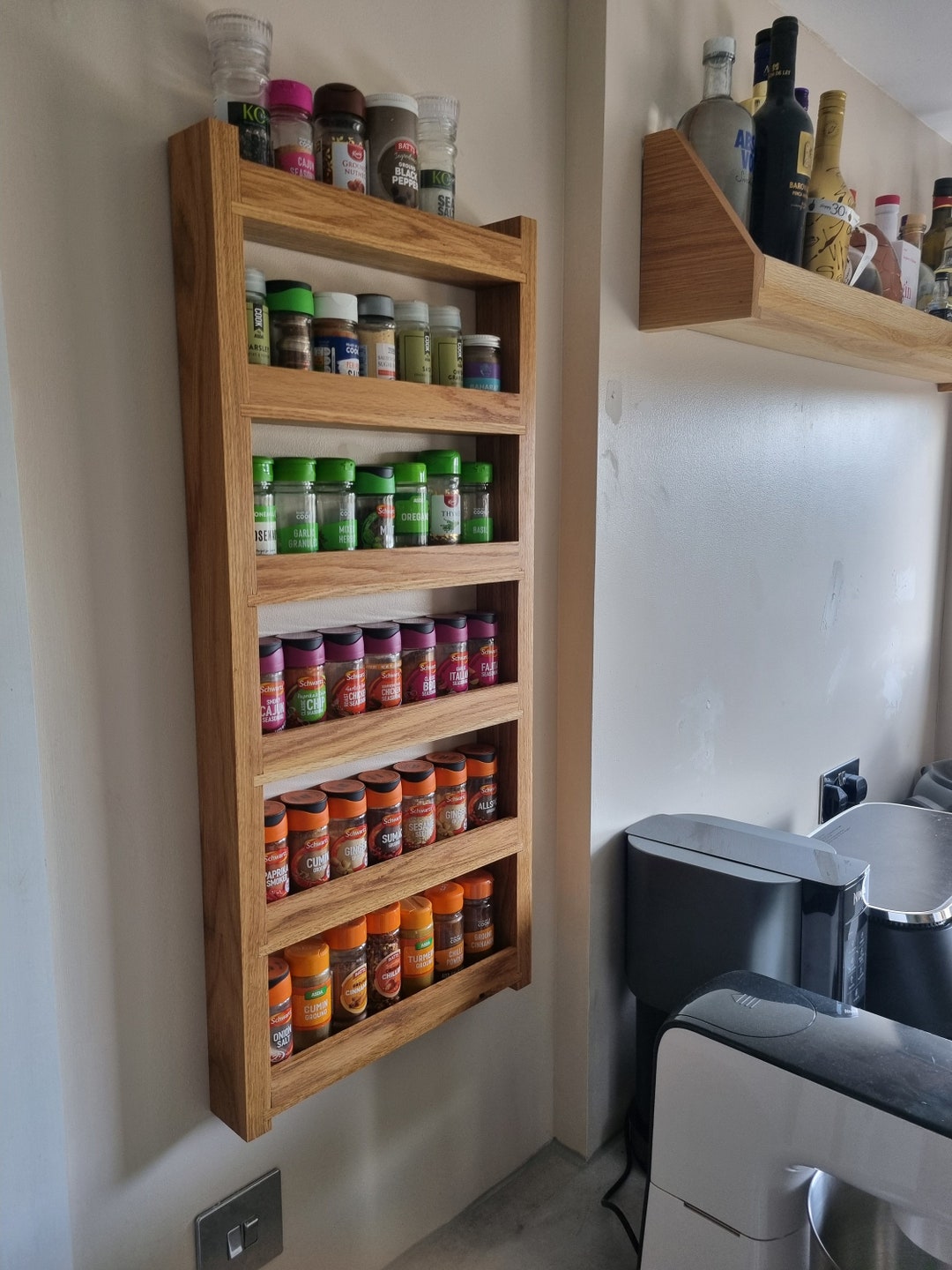 Wall Mounted Oak Spice Rack 3 Rows - Etsy