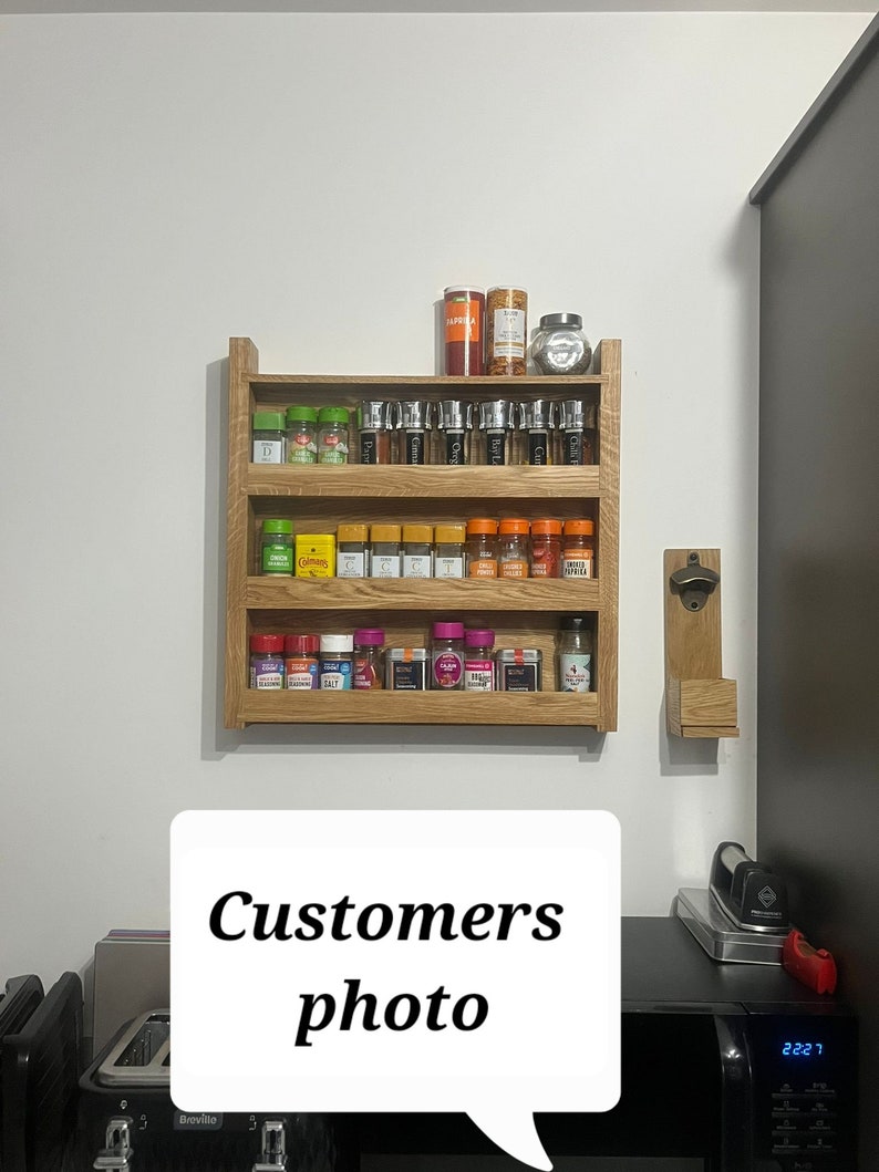 Wall Mounted Oak Spice Rack 3 Rows - Etsy