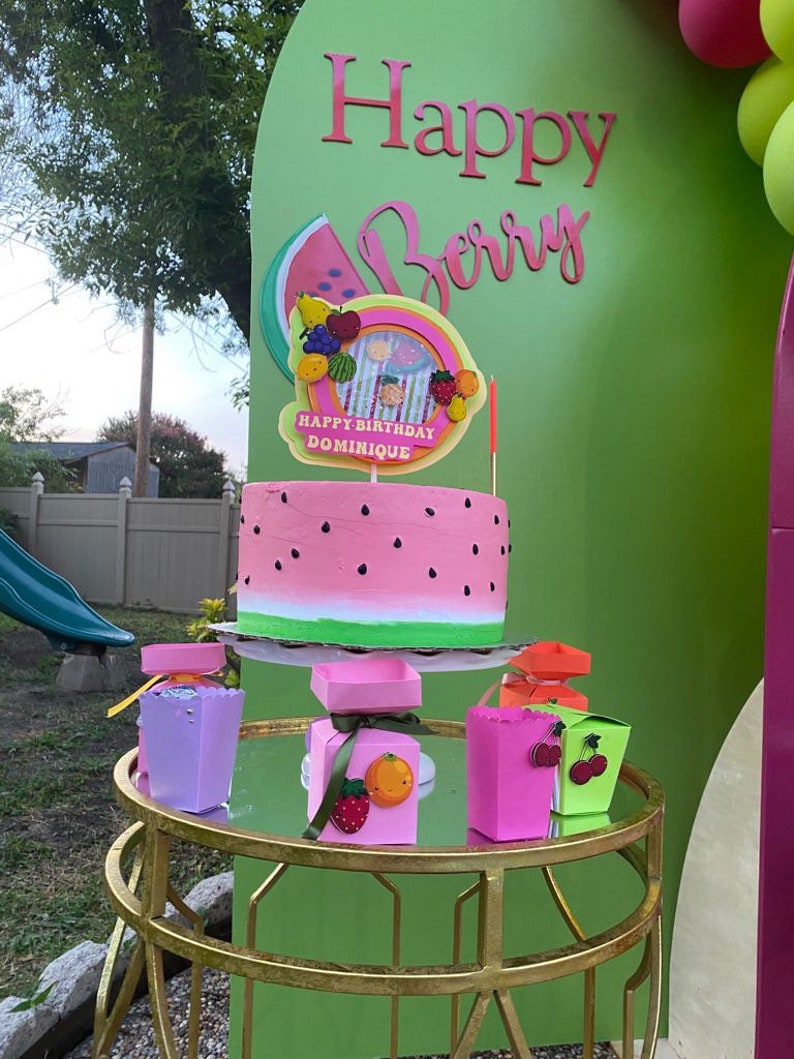 Tutti Frutti Shaker Cake Topper, Cake Topper, Shaker Cake Topper, Cake ...