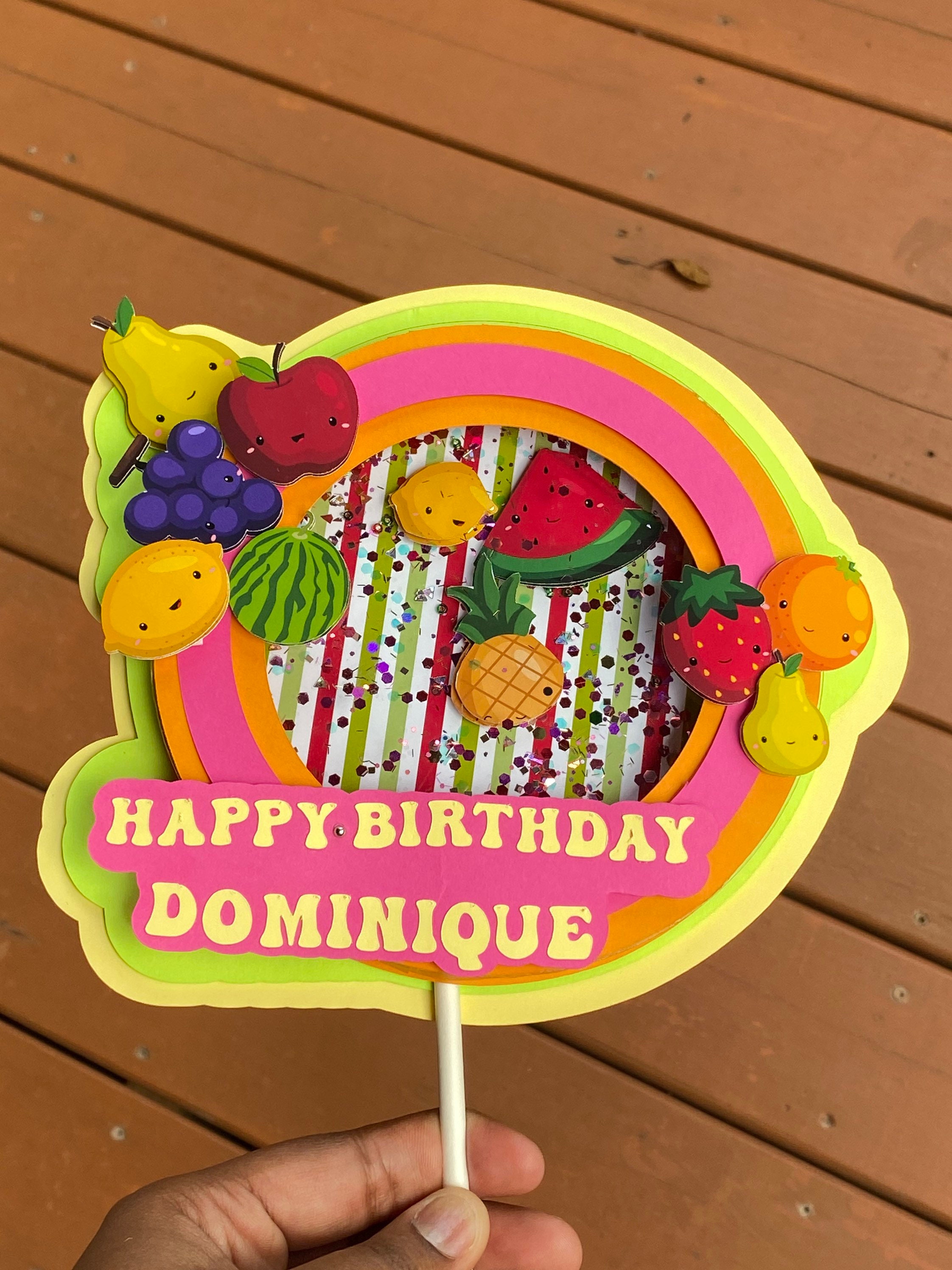 Tutti Frutti Shaker Cake Topper, Cake Topper, Shaker Cake Topper, Cake ...