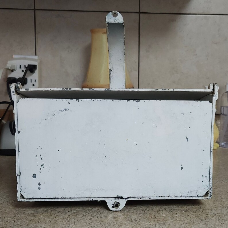 Vintage White Cast Iron Weave Pattern Wall Mount Mail Box Mailbox Flip ...