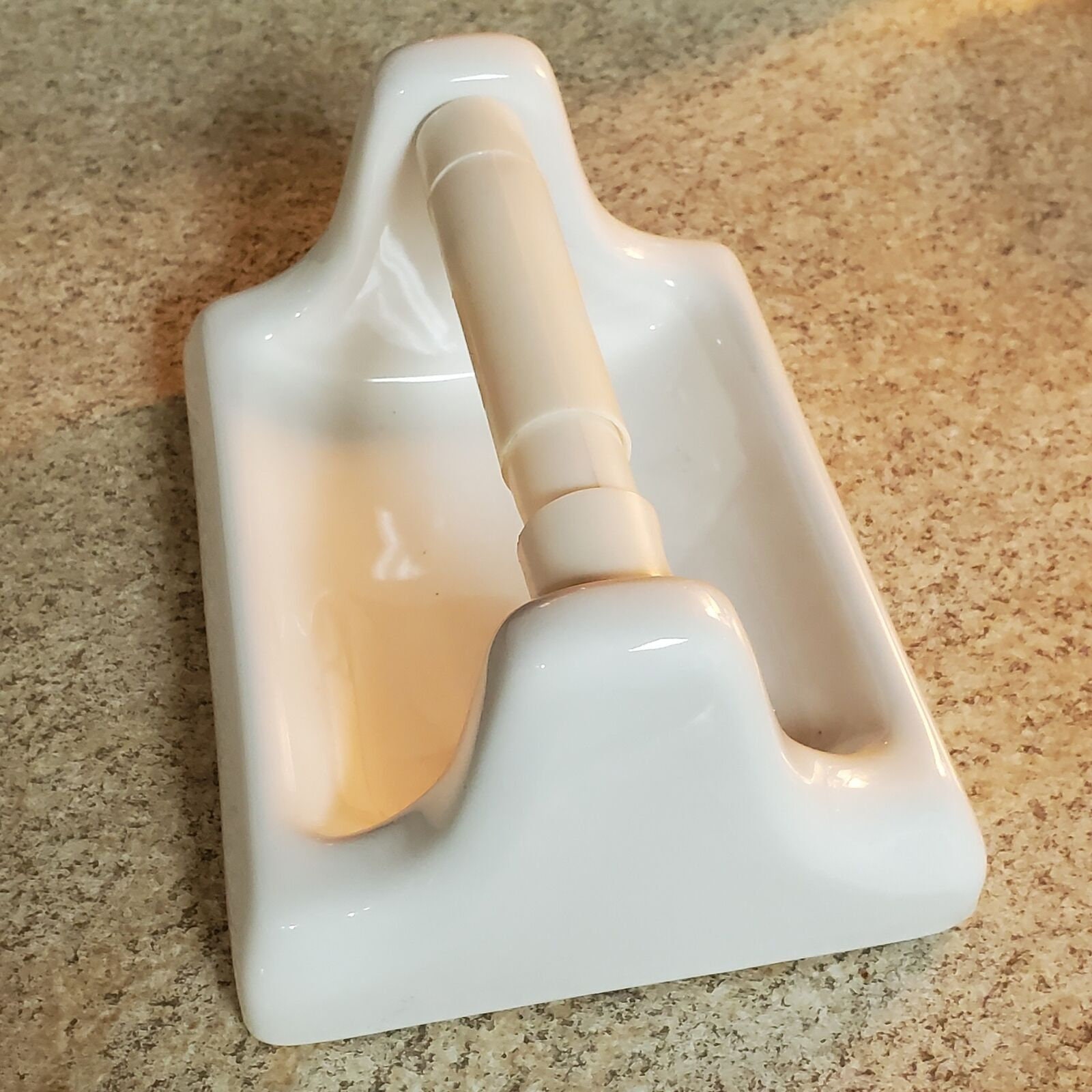Vintage Taupe Wall Mount Ceramic Toilet Paper Holder Exc Cond Clean No ...