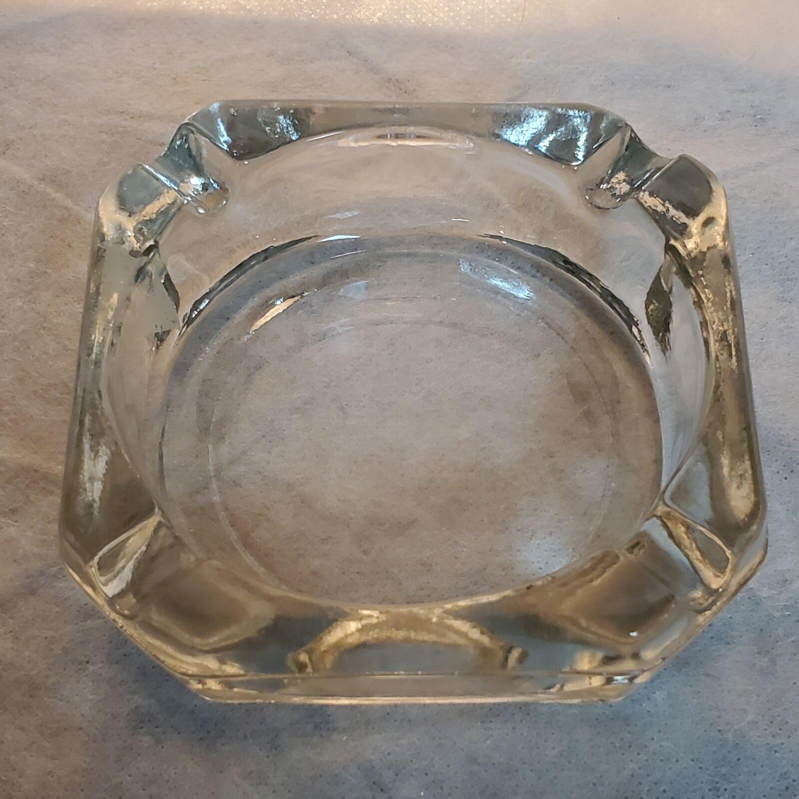 Small Square Clear Glass Ashtray 4 Rests 3.75" Diameter EXC COND - Etsy