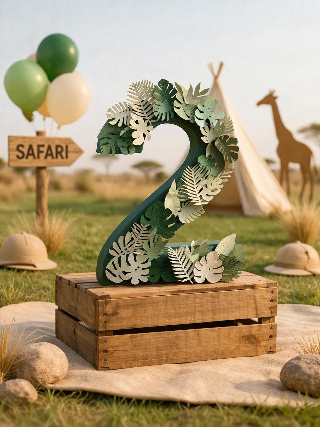 Jungle Safari 3D Number: Tropical Party Decor - Etsy