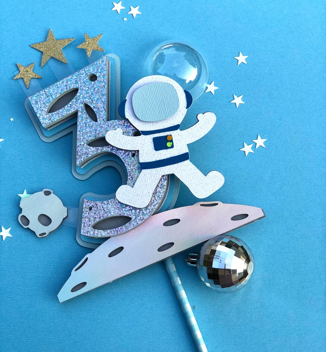 Space Cake Topper, Space Birthday Party, Astronaut Party Decor ...
