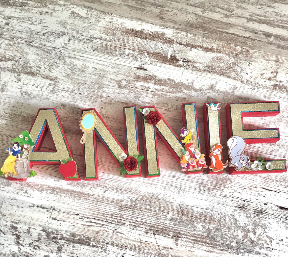 Snow White Party Decorations Snow White 3d Letter Snow White - Etsy
