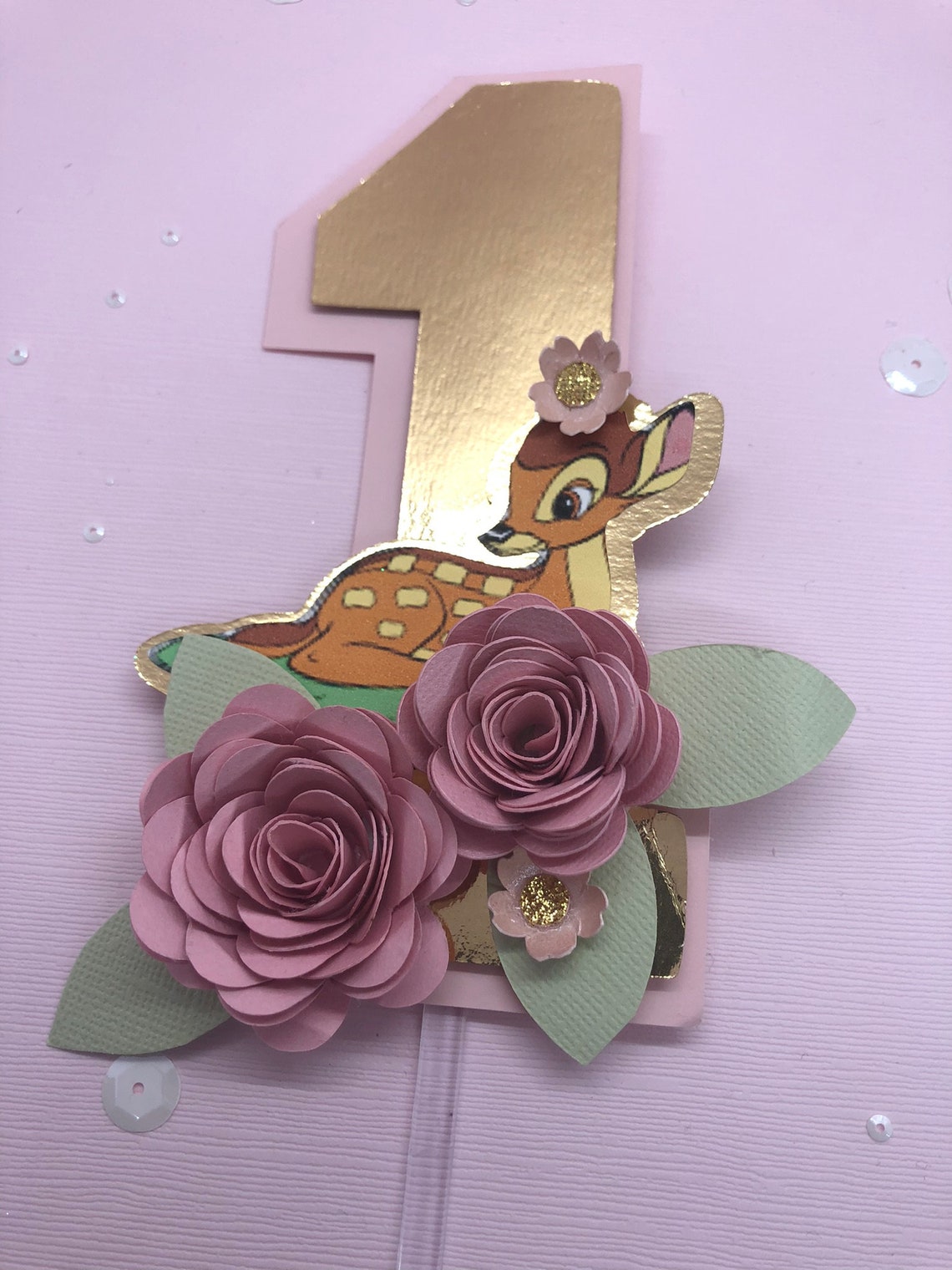 Bambi Cake Topperbambi Floral One Cake Topper Bambi | Etsy