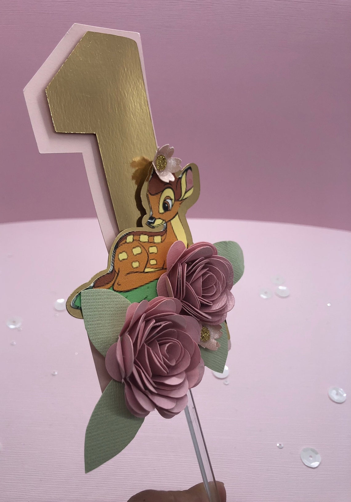 Bambi Cake Topperbambi Floral One Cake Topper Bambi | Etsy