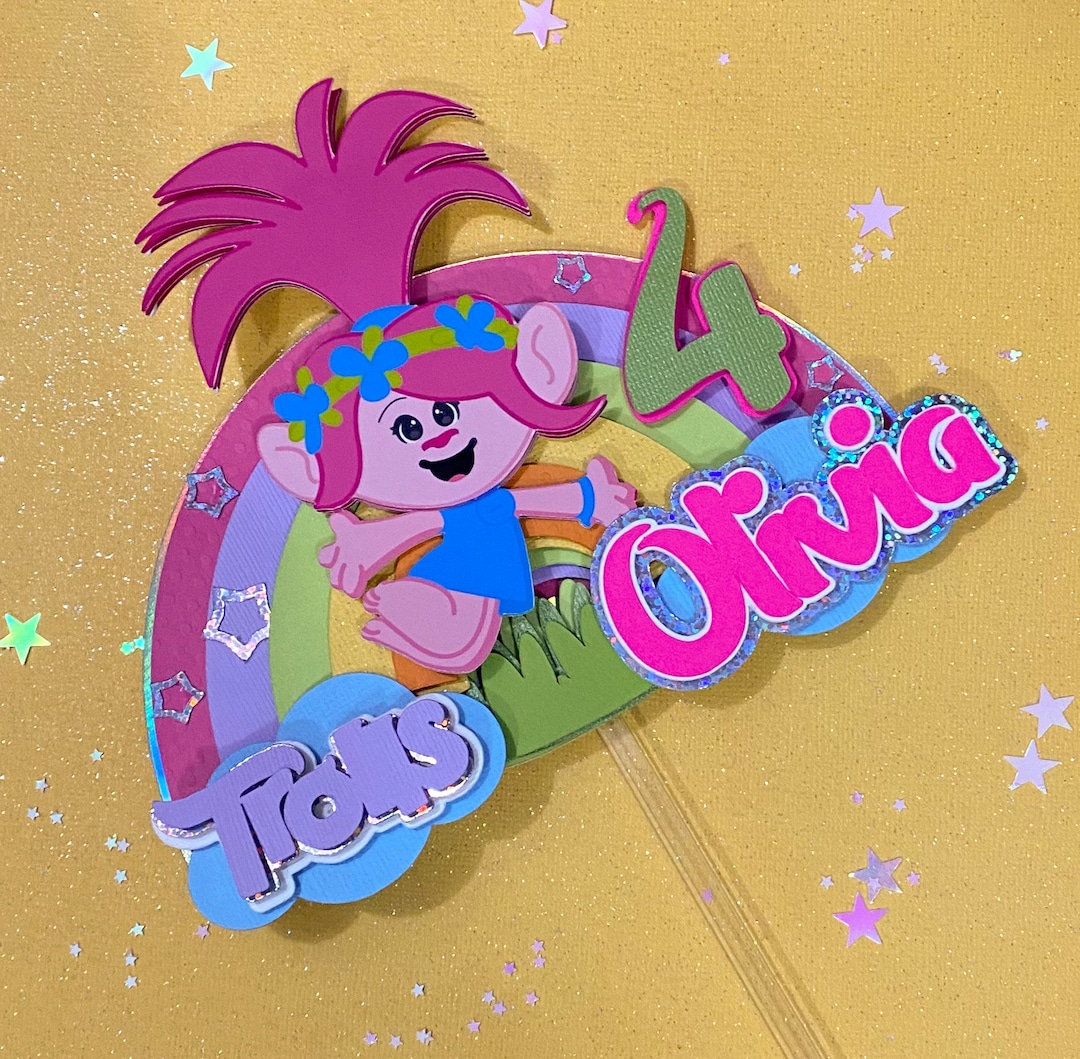 Cake Topper - Trolls Cake Topper - Trolls Birthday -princess Poppy Cake ...