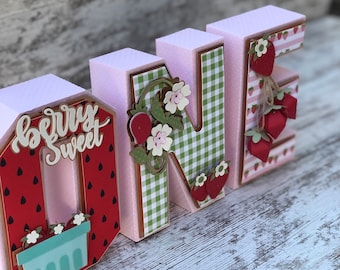 Berry Sweet One 3D Letters, One Letters, Strawberry Letters, Cake Smash ...